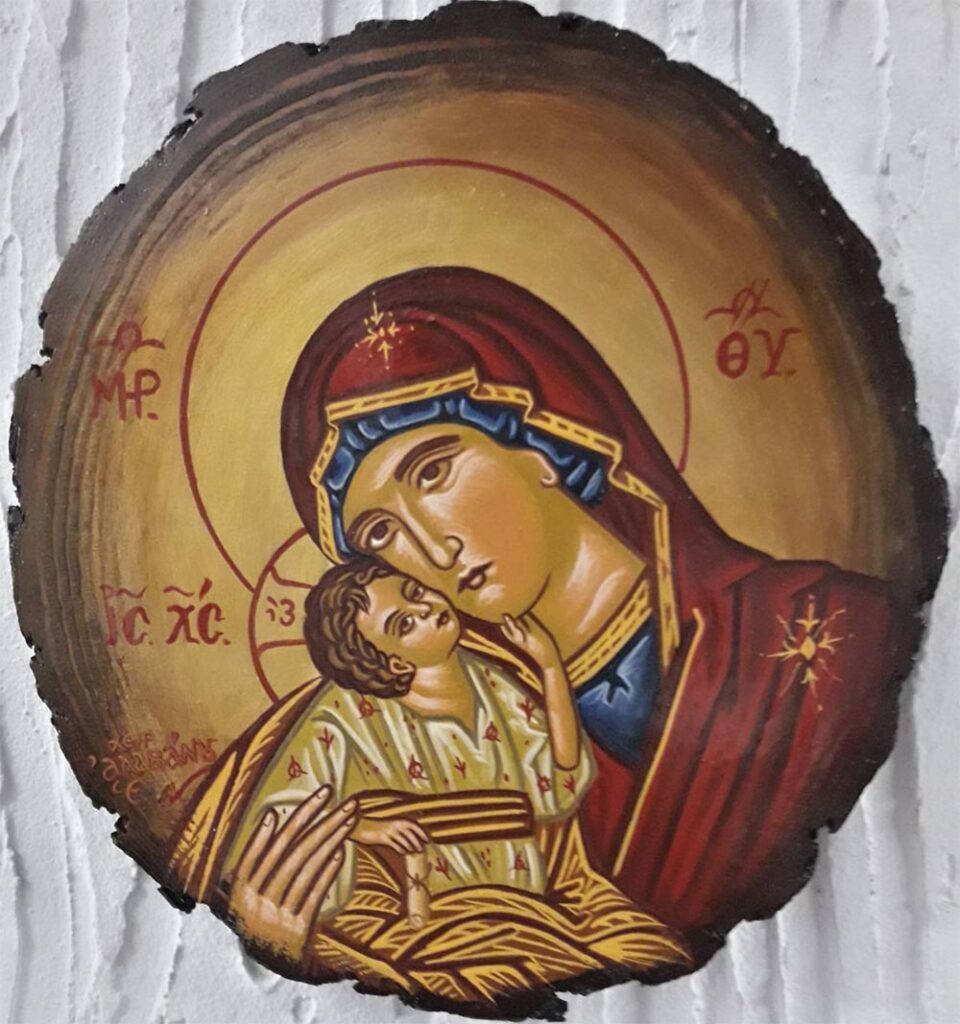 Παναγία αγιογραφία σε κορμό - Παντάνασσα, Αγιογραφίες, Εικόνες σε καμβά ...